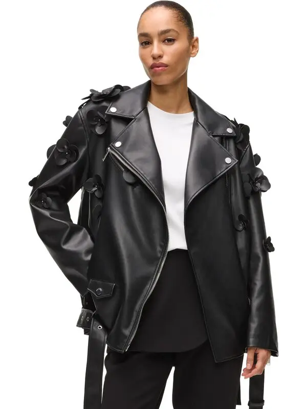 Karl Lagerfeld Orchid Faux-leather Biker Jacket - Black