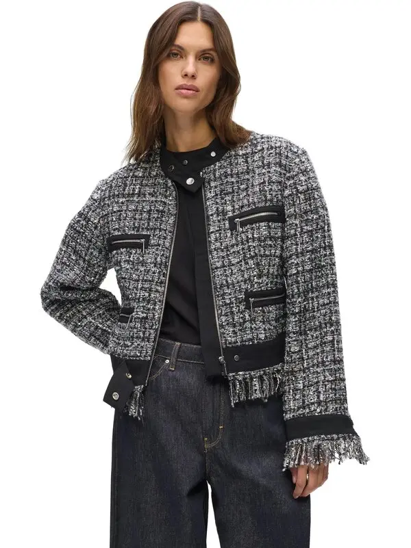 Karl Lagerfeld Bouclé Biker Jacket - Black