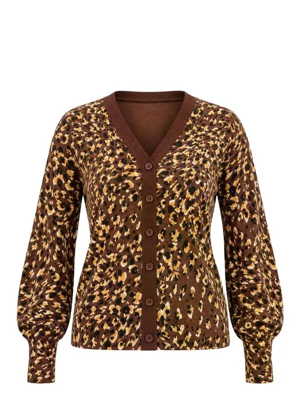 TWINSET Leopard-print V-neck Cardigan - Brown