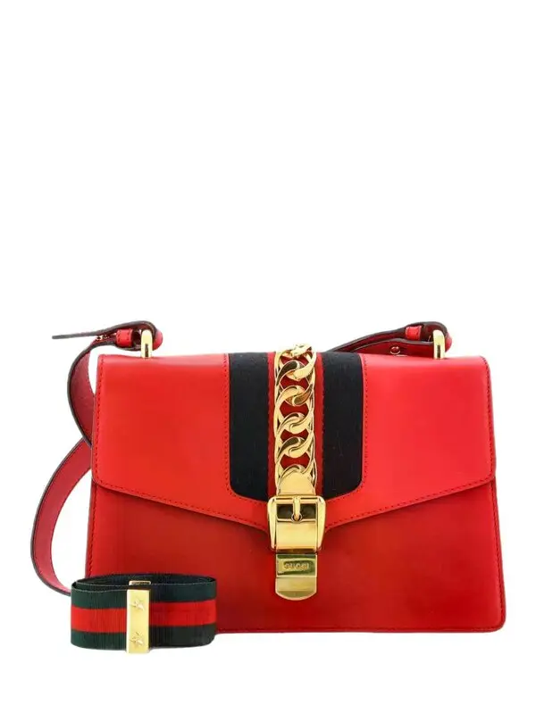 Gucci Sylvie Leather Small Shoulder Bag - Red