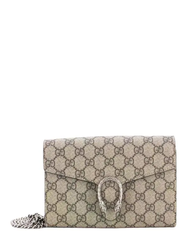 Gucci Dionysus Chain Wallet Gg Coated Canvas Small Crossbody Bag - Brown