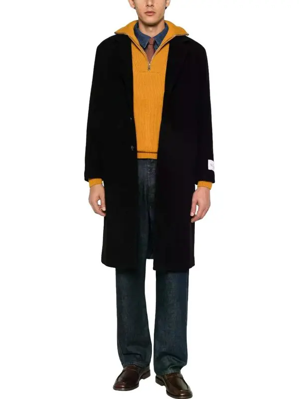 AMISH SUPPLIES Logo-patch Single-breasted Coat - Black