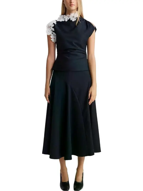 Anna Quan Scarpa Asymmetric Flared Skirt - Blue