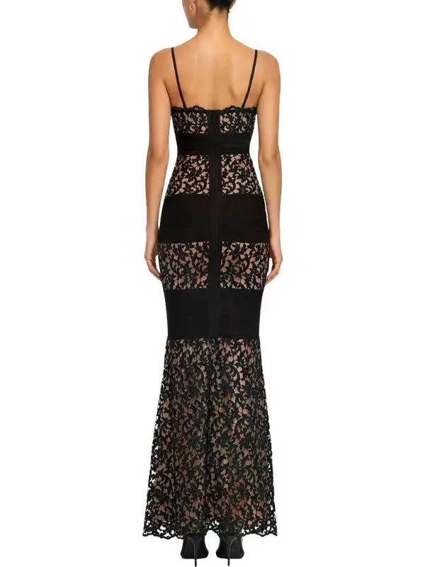 Herve Leger Marielle Guipure Lace Maxi Dress - Black