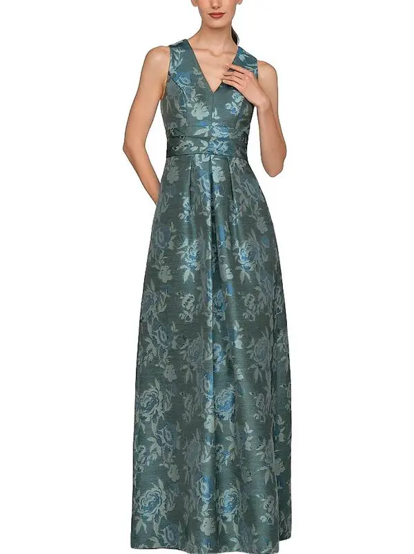 KAY UNGER Cameron Gown - Deep Teal Multi
