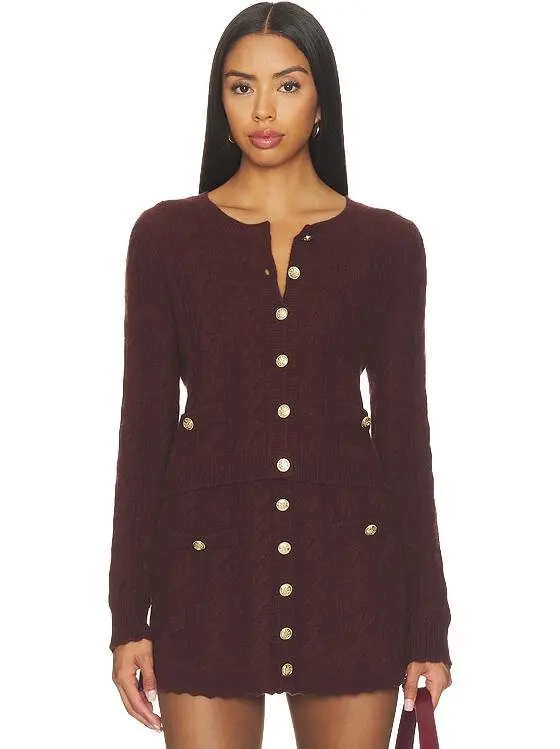LoveShackFancy Eugenie Cardigan In Brown - Cinnabar
