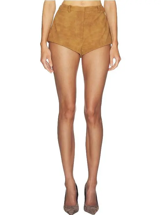 Bardot X Jayla Faux Suede Short In Brown - Camel