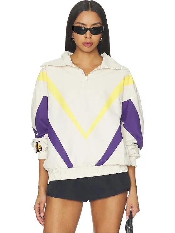 Terez Los Angeles Lakers Windbreaker In Cream - Multi