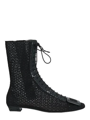 ROGER VIVIER Ankle Boots Size Leather, Textile Fibers - Black