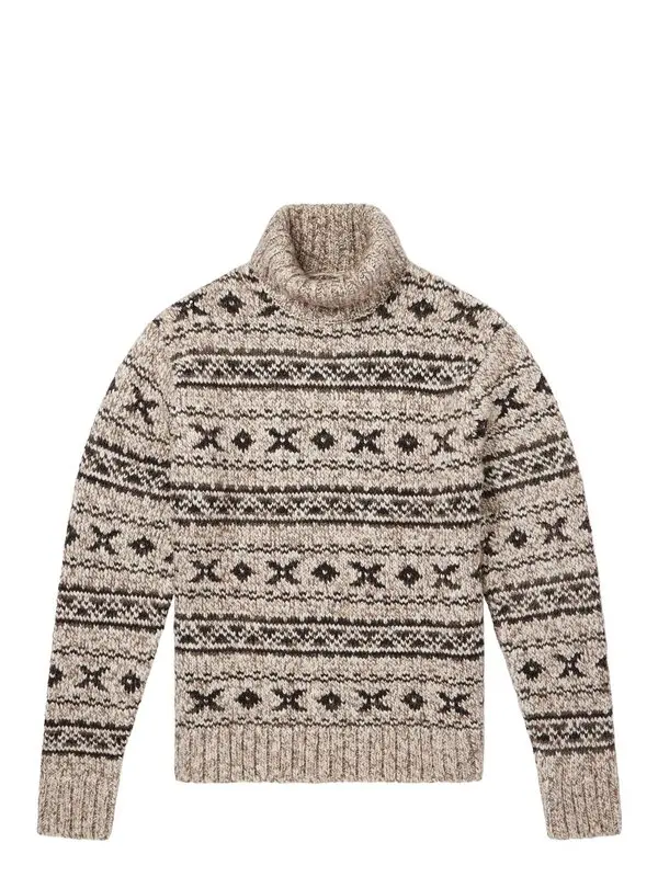 Ralph Lauren Fair Isle Wool-blend Jacquard Rollneck Sweater - Brown