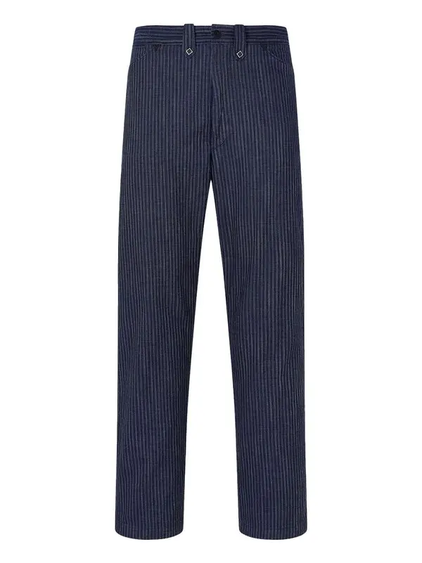 Ralph Lauren Straight-leg Striped Cotton-jacquard Broken-twill Trousers - Blue