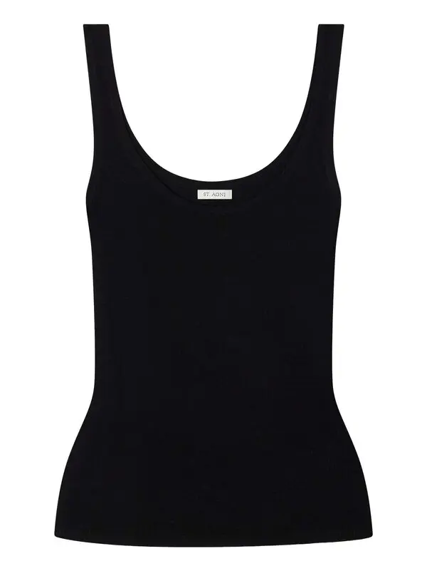 ST. AGNI Ribbed Merino Wool Tank - Black