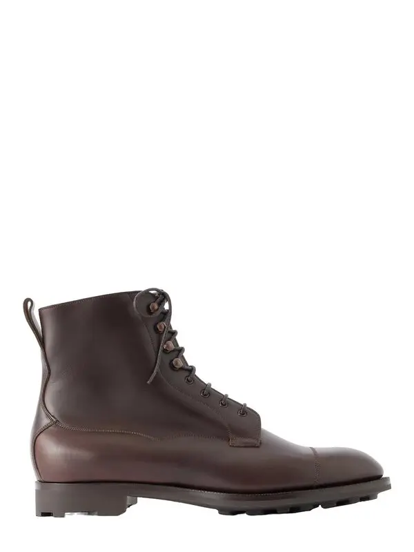 EDWARD GREEN Galway Cap-toe Leather Boots - Brown