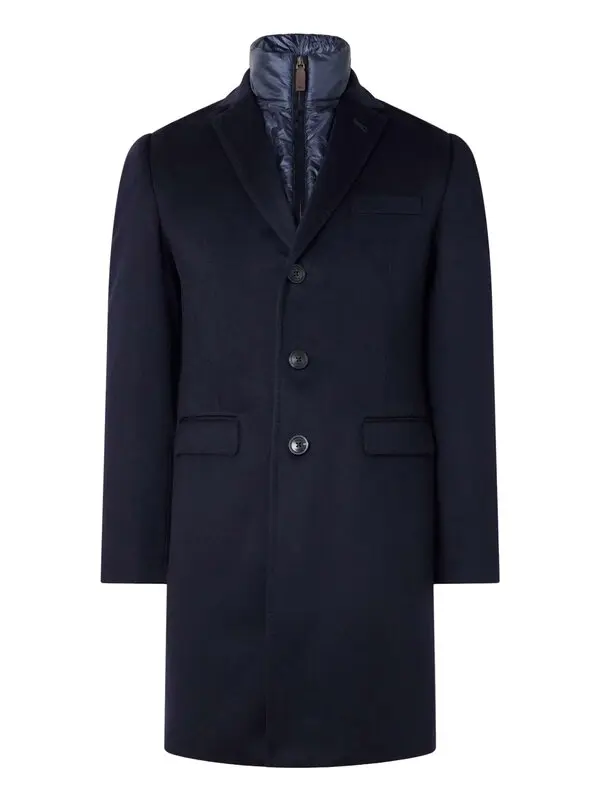 Herno Detachable Shell-lined Woven-cashmere Coat - Navy