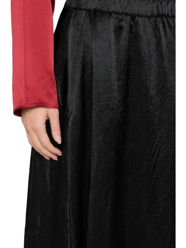 Eileen Fisher Crinkled Satin Bubble Midi Skirt - Black