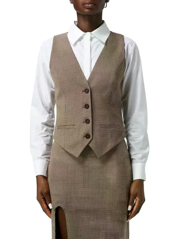 MAR DE MARGARITAS Houndstooth-pattern Waistcoat - Brown