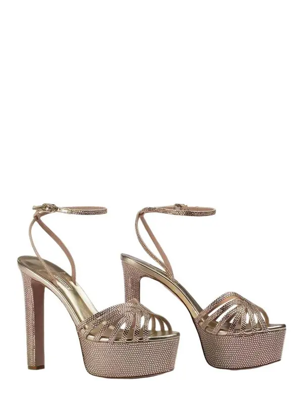 LE SILLA Embrace Crystal-embellished Platform Sandals - Neutrals