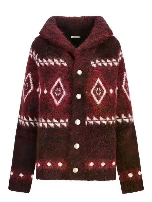 BORGO ASOLO Rombi Geometric-pattern Brushed Jacket - Red