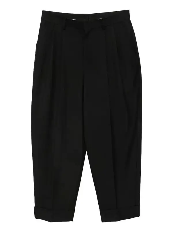 JUUN.J Pleated Turn-up Trousers - Black