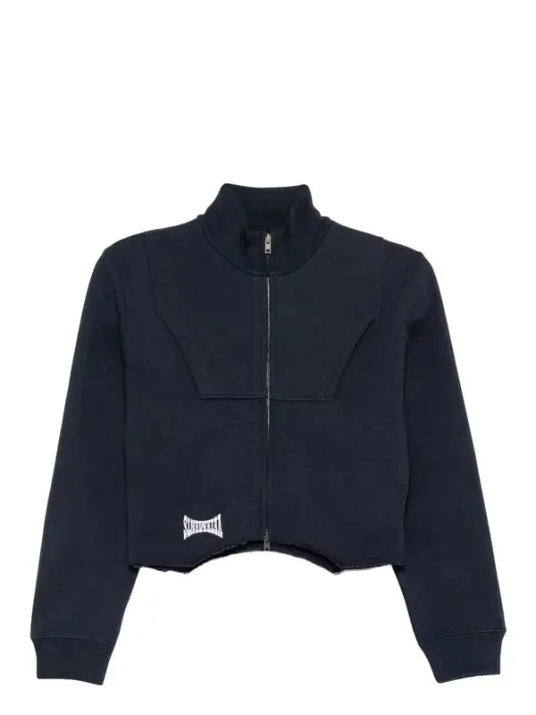 Vetements Logo-embroidered Crop Jacket - Blue