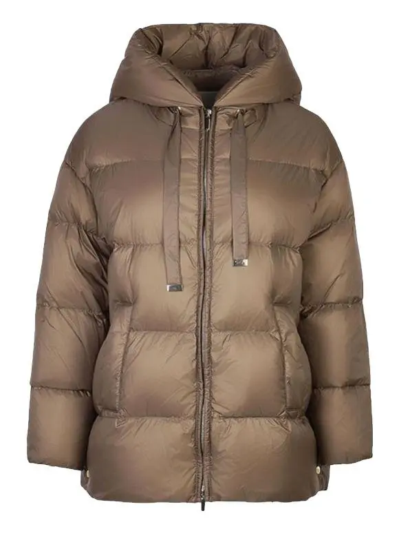 Max Mara Short Roomy Puffer Jacket In Water-repellent Fabric - Camel