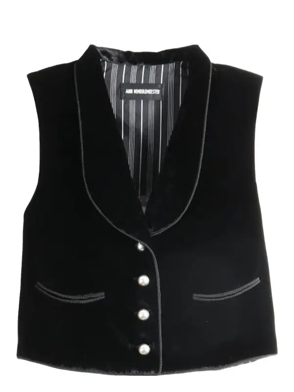 ANN DEMEULEMEESTER Stripe Detailed Button-up Waistcoat - Black