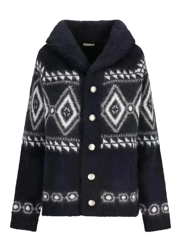 BORGO ASOLO Rombi Jacquard-knit Jacket - Blue