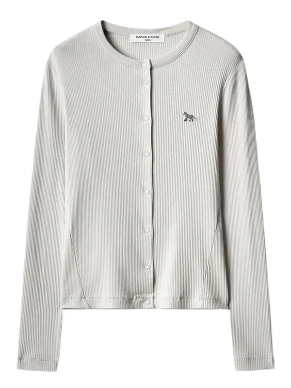 Maison Kitsuné Baby Fox Ribbed-knit Cardigan - Cloud Gray