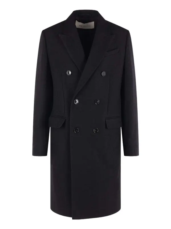AMI Paris Double-breasted Tailored Coat - Black