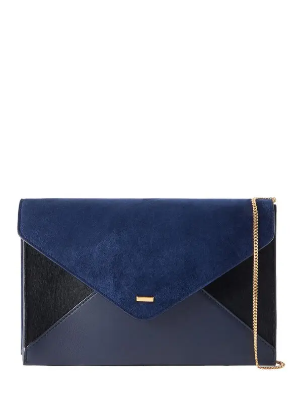 Khaite Grace Mini Leather, Suede And Calf-hair Clutch - Blue