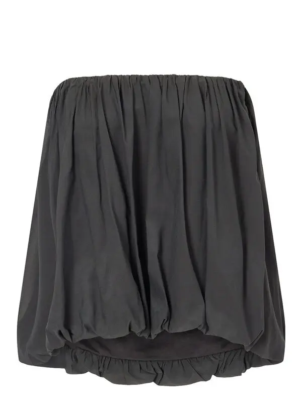 ST. AGNI Balloon Strapless Gathered Chiffon Top - Gray