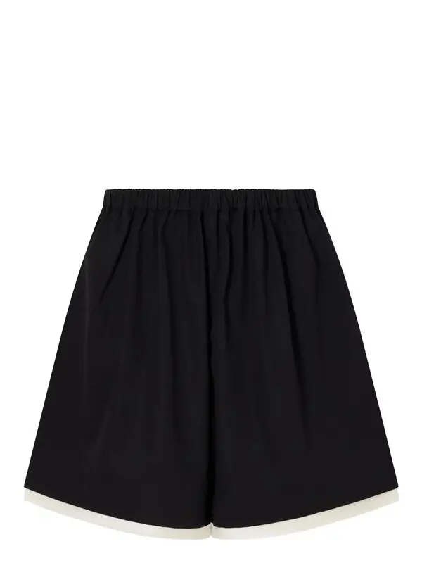 ST. AGNI Satin-trimmed Wool-twill Shorts - Black