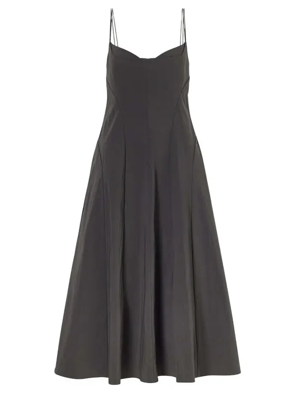 ST. AGNI Paneled Shell Midi Dress - Charcoal