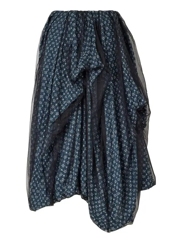 PAULINE DUJANCOURT Eli Asymmetric Embroidered-chiffon Midi Skirt - Emerald