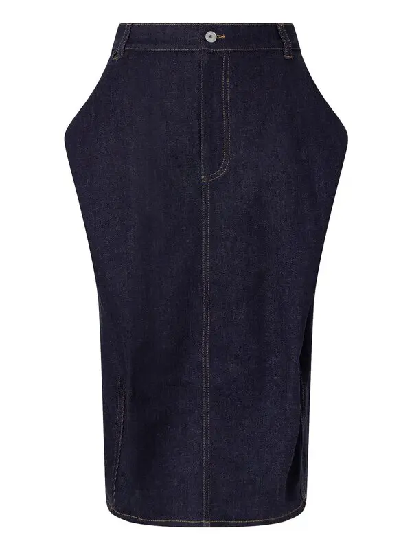 Jacquemus Cubisto De Nimes Cotton-blend Denim Midi Skirt - Blue