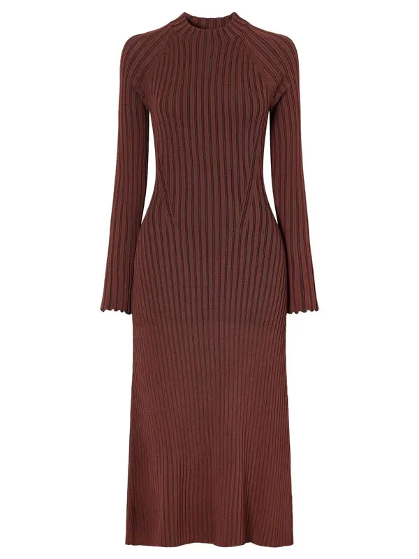 Proenza Schouler Roux Ribbed Midi Dress - Copper