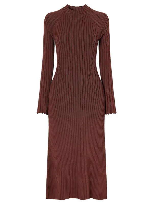 Proenza Schouler Roux Ribbed Midi Dress - Copper