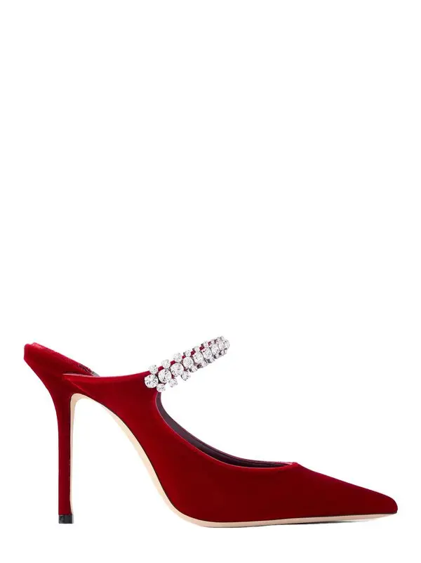 JIMMY CHOO Bing 100 Crystal-embellished Velvet Pumps - Red