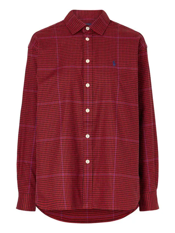 Polo Ralph Lauren Logo-embroidered Gingham Cotton-flannel Shirt - Crimson