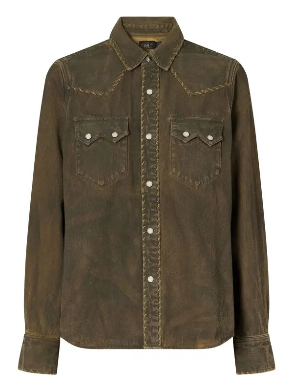 Ralph Lauren Whipstitched Denim Shirt - Brown