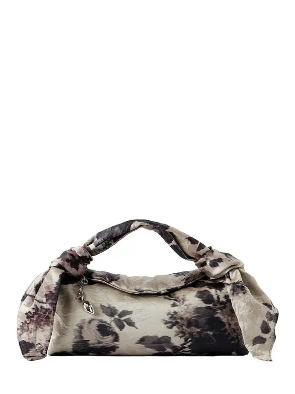 Erdem East West Bloom Floral-print Textured Satin Top-handle Bag - Gray