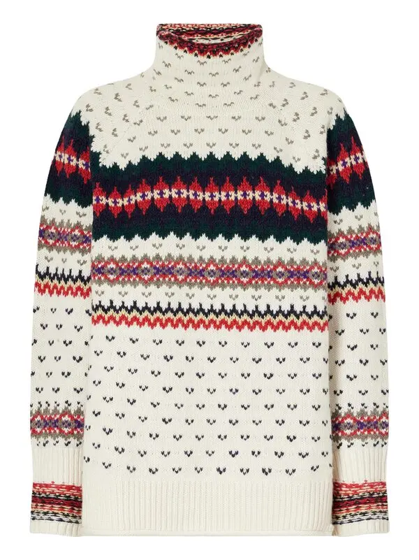 Polo Ralph Lauren Fair Isle Intarsia-knit Cotton And Wool-blend Turtleneck Sweater - Neutrals