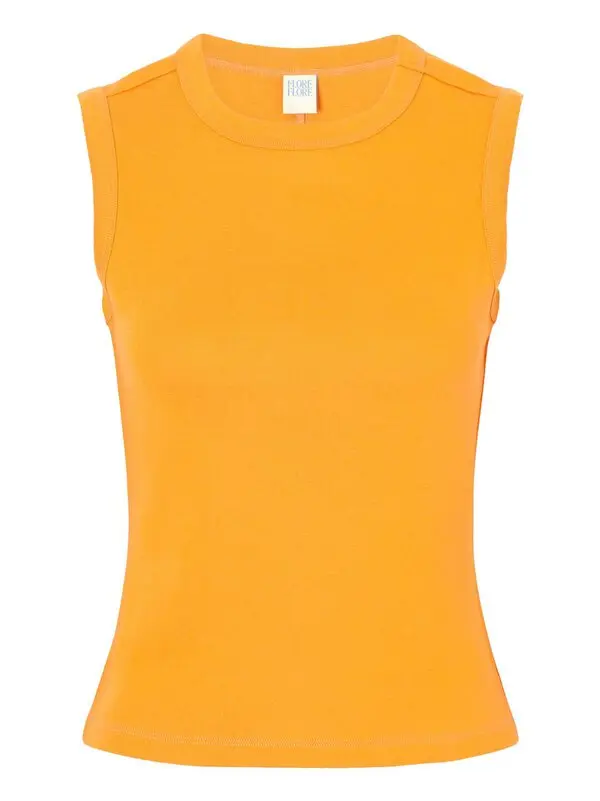 FLORE FLORE Esmé Ribbed Organic Cotton-jersey Tank - Orange