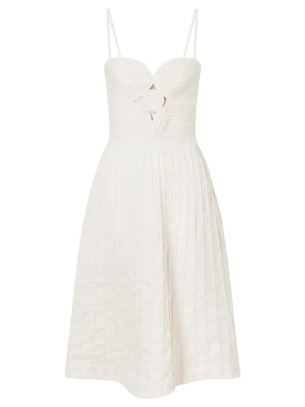 ANDRES OTALORA Terra Cut-out Corded Linen Woven Midi Dress - Neutrals