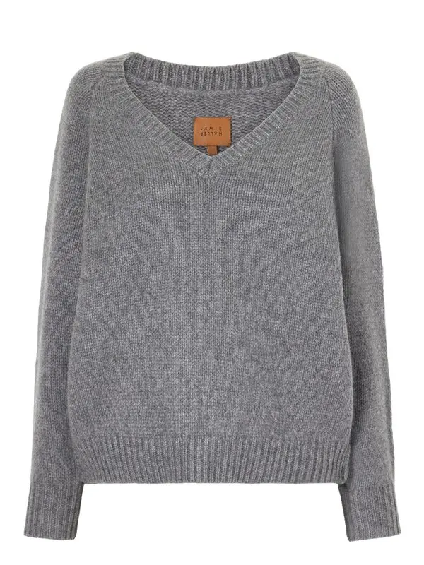 JAMIE HALLER The V Fave Cashmere Sweater - Gray