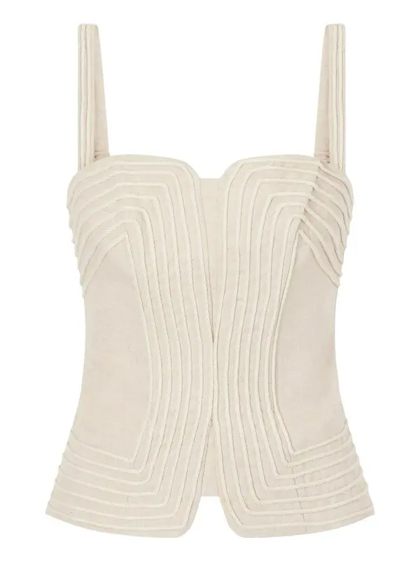 ANDRES OTALORA Encontre Corded Linen-woven Top - Neutrals