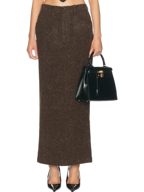 Ralph Lauren Textured Tweed Maxi Pencil Skirt In Brown - Brown Multi