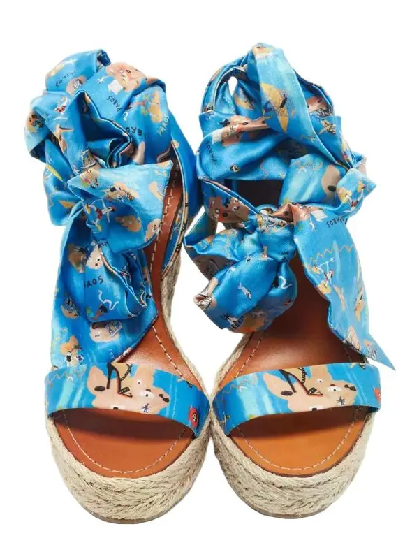 CHRISTIAN LOUBOUTIN Monica Du Desert Wedge Espadrilles - Blue