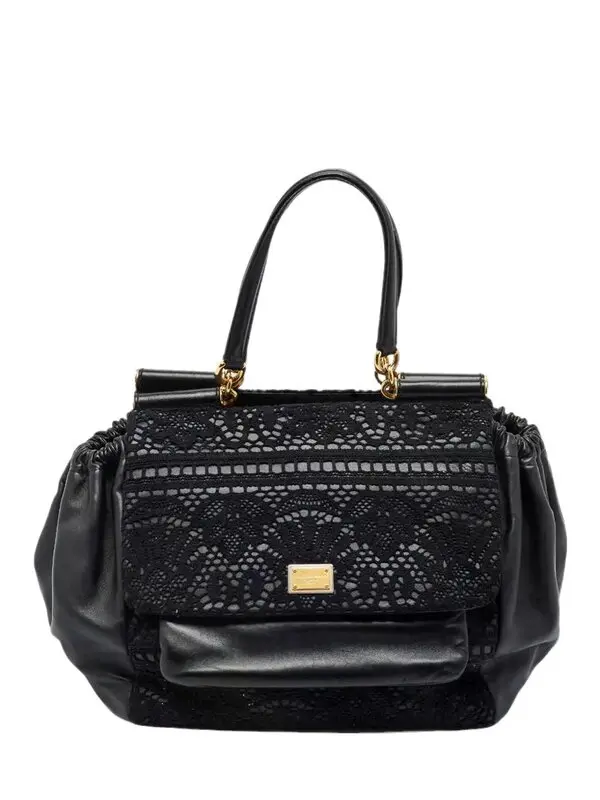 Dolce & Gabbana Sicily Lace Top Tote Bag - Black