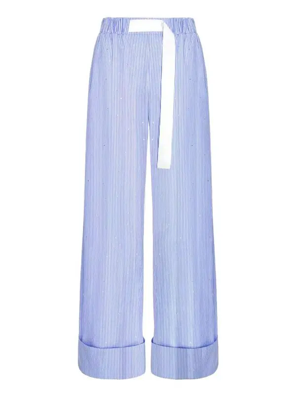 V:PM ATELIER Claudia Crystal-embellished Striped Trousers - Blue